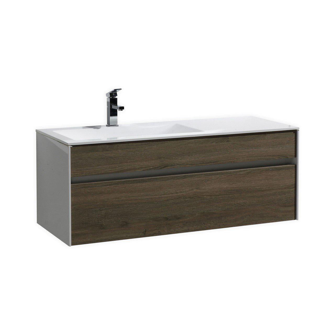 KubeBath Fitto 48 in. Havana Oak Wall Mount Modern Bathroom Vanity - S