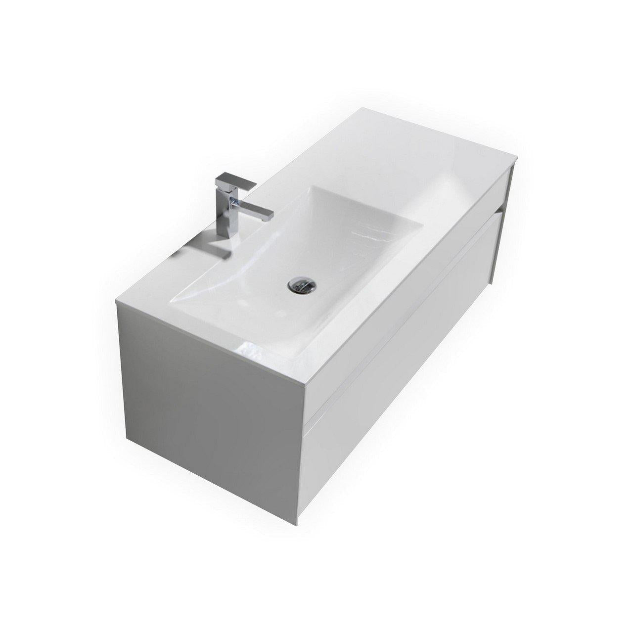 KubeBath Fitto 48 in. Gloss White Wall Mount Modern Bathroom Vanity