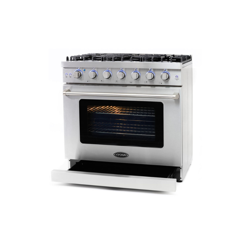 Cosmo 36 in. 6.0 cu. ft. Commercial Gas Range with Convection Oven in