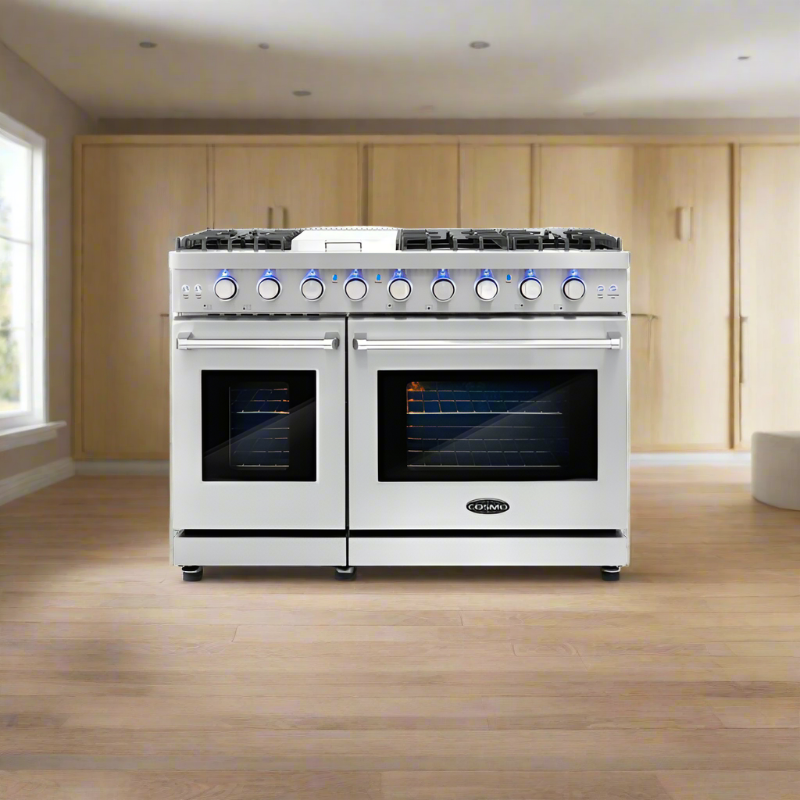 Cosmo 48 in. 6.8 cu. ft. Double Oven Commercial Gas Range with Fan Ass