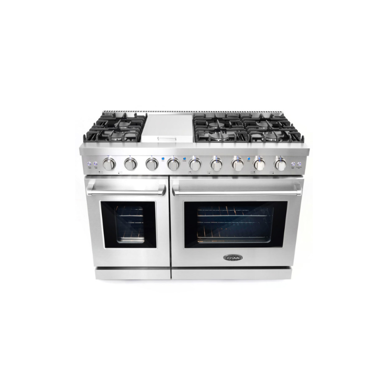 Cosmo 48 in. 6.8 cu. ft. Double Oven Commercial Gas Range with Fan Ass