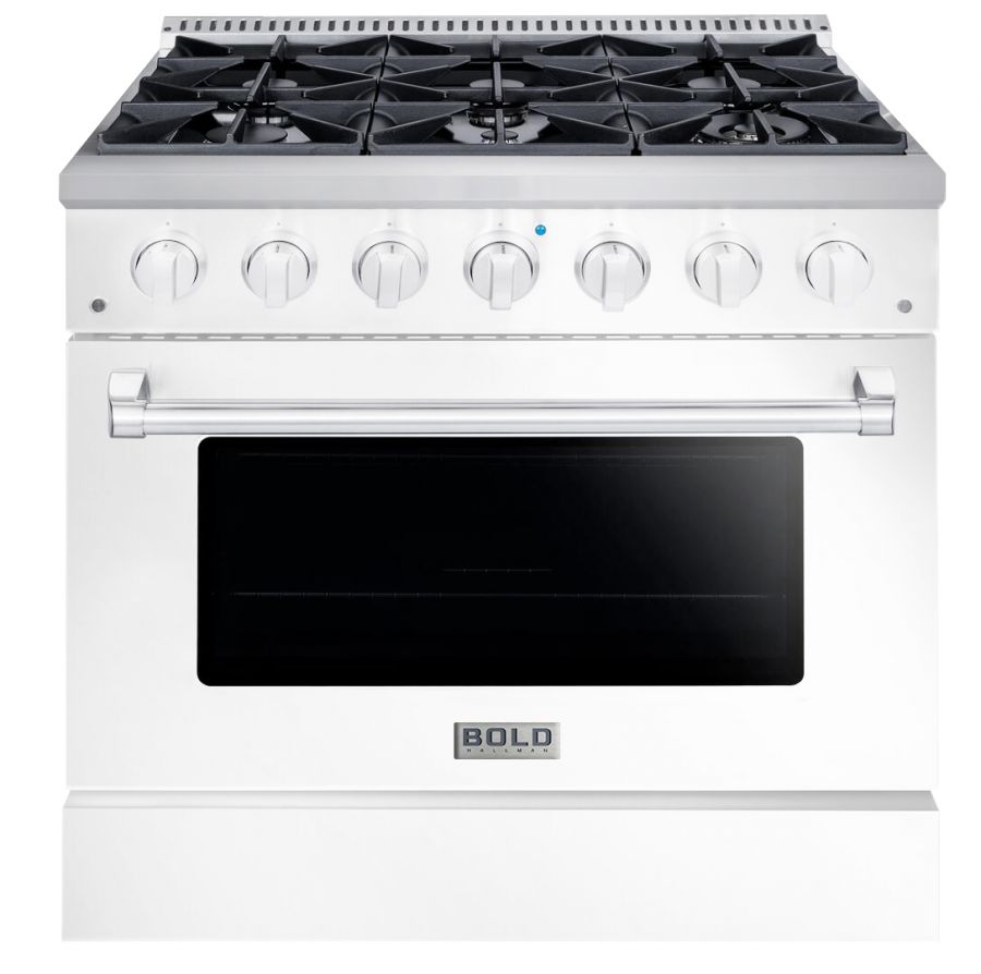 Hallman 36 In. Range with Propane Gas Burners and Electric Oven, White