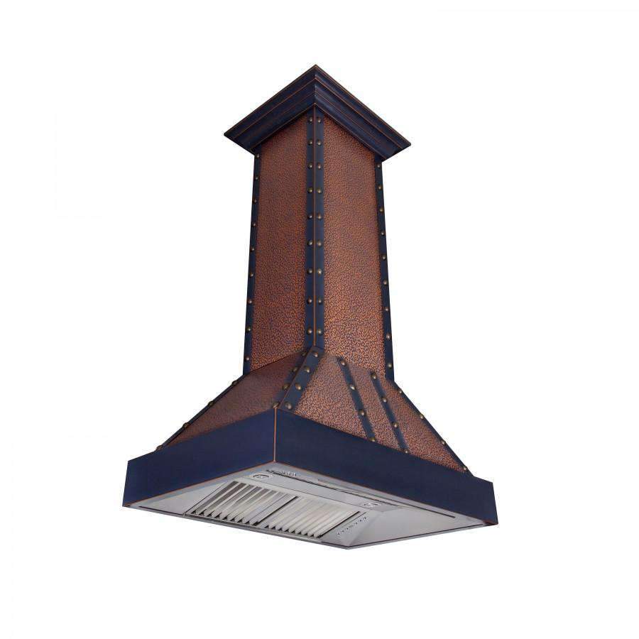 ZLINE 36-Inch Designer Series Embossed Copper Finish Island Range Hood