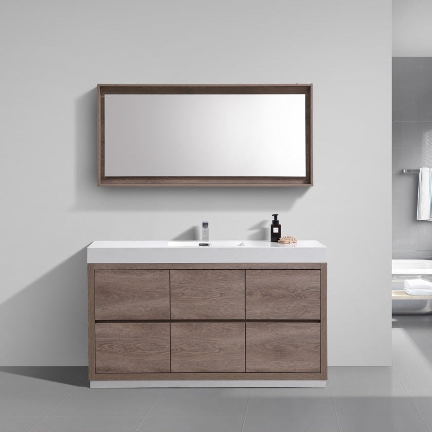 KubeBath Bliss 60" Single Sink Butternut Free Standing Modern Bathroom