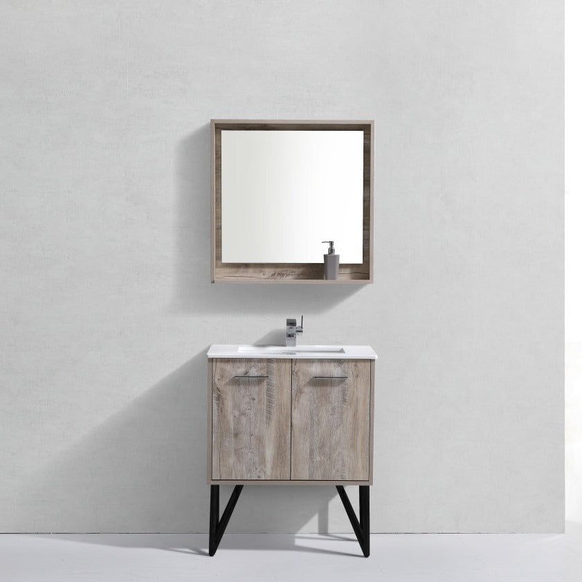 KubeBath Bosco 30" Modern Bathroom Vanity w/ Quartz Countertop and Mat