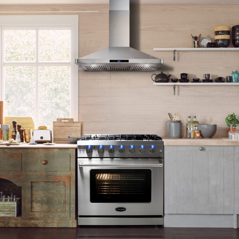 Cosmo 36 in. 6.0 cu. ft. Commercial Gas Range with Convection Oven in