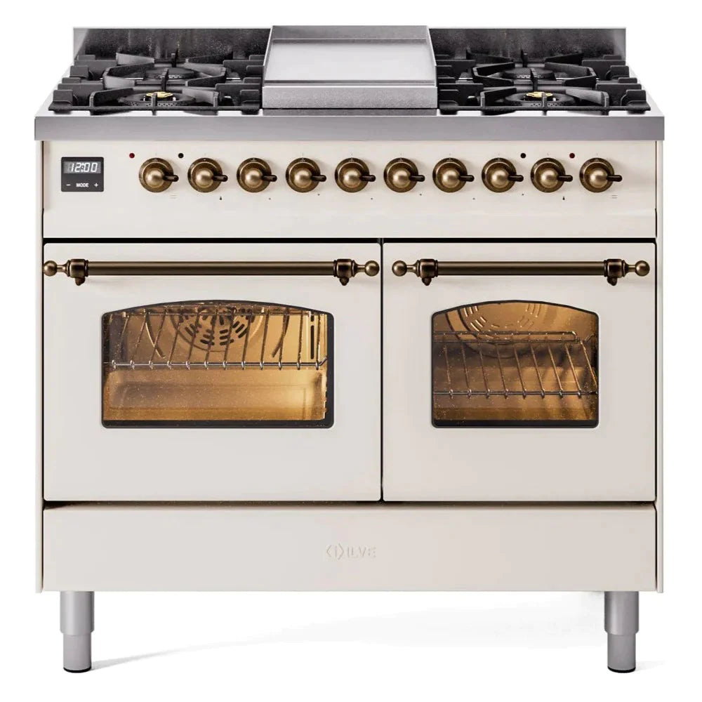 ILVE 40" Nostalgie II Series Freestanding Double Oven Dual Fuel Range ...